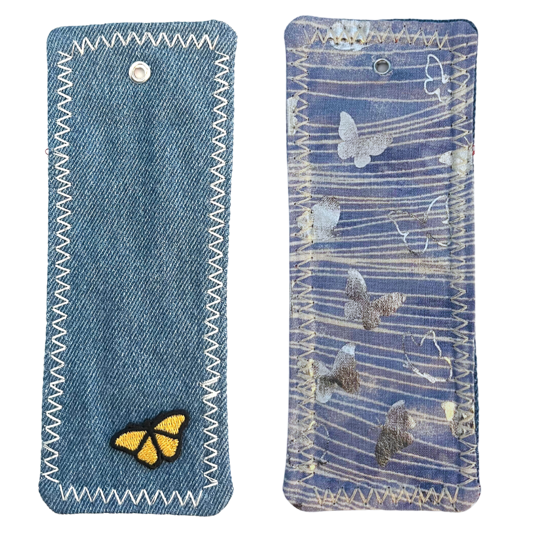 Bookmark - Denim with Butterfly Fabric on Back – Transformed Shop