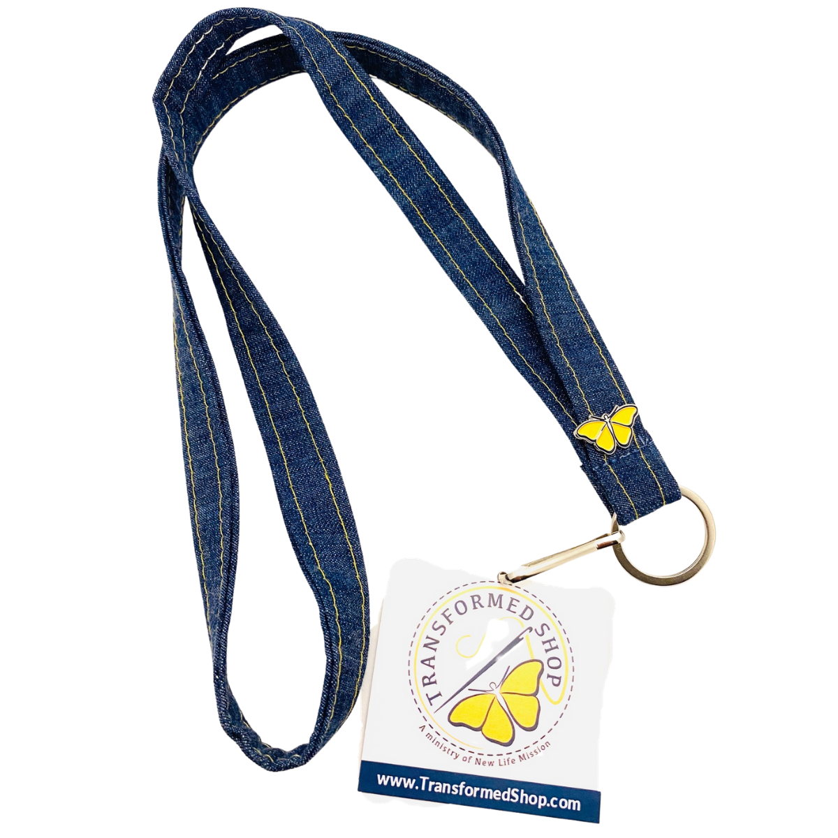 LANYARD w/Butterfly – Made from Upcycled Denim ***Custom Butterfly Pin ...